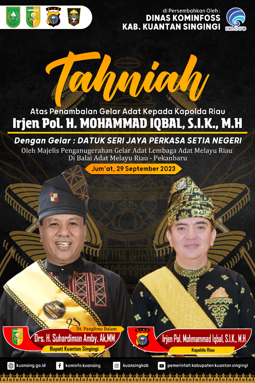 TAHNIAH ATAS PENABALAN GELAR ADAT KEPADA KAPOLDA RIAU | Pemerintah ...